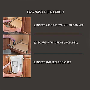 Panacea Grayline Double Trash Can Slide Out Basket Storage, Satin Nickel