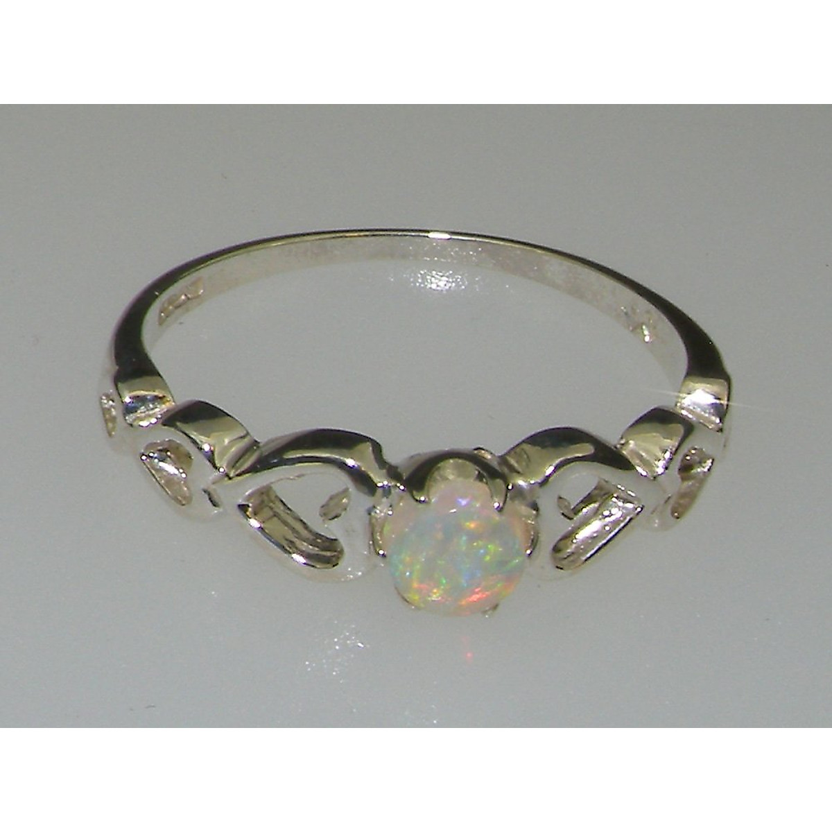 LetsBuyGold 925 Sterling Silver Real Genuine Opal Womens Solitaire Ring - Size 11