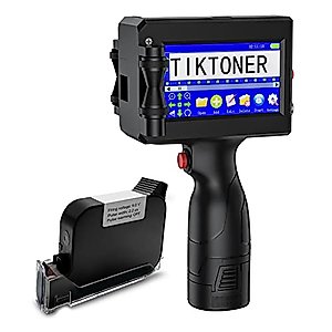 TIKTONER 127T1 Handheld Inkjet Printer 4.3 Inch Touch Screen Quick-Drying Ink Cartridge Inkjet Coding Portable Handheld Printer for Barcode Batch Number Code Date Label Logo QRCode (25 Languages)