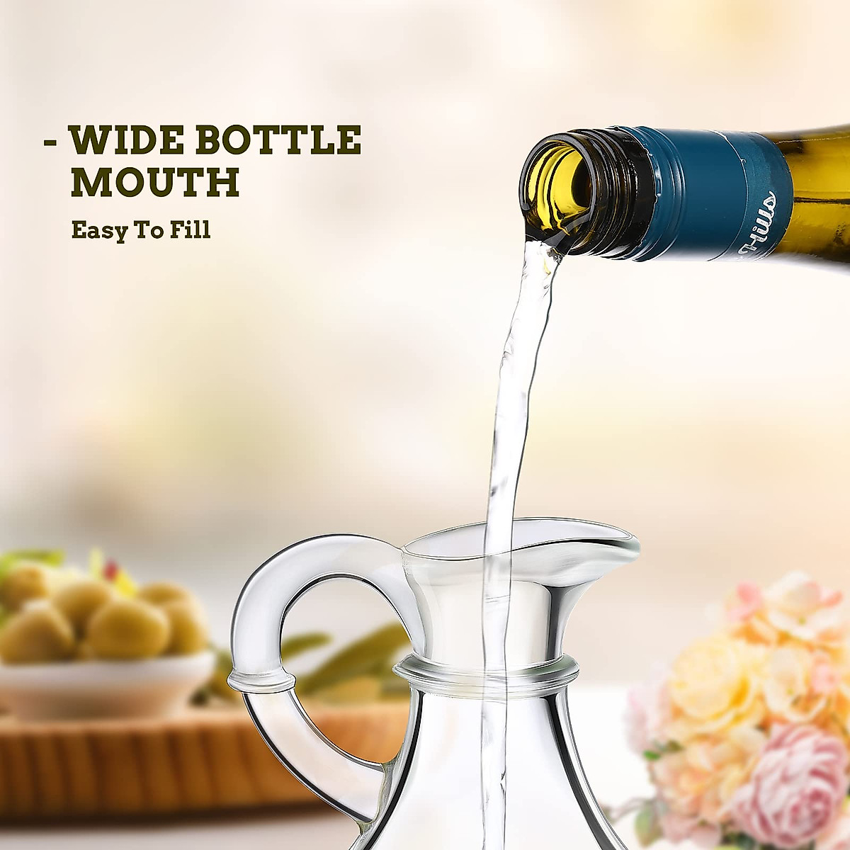 Zopeal 12 Pieces 12 oz Glass Oil and Vinegar Cruets with Stopper Bottle Dispenser Small Salad Dressing Container Round Jar Glass Serving Syrup Bottles with Handle for Sauce Water Olive Oil