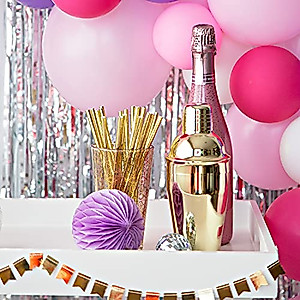 ALINK Gold Foil Paper Straws, Biodegradable Disposable Drinking Straws for Birthday, Wedding, Bridal/Baby Shower, Christmas Decorations and Party Supplies, Pack of 100