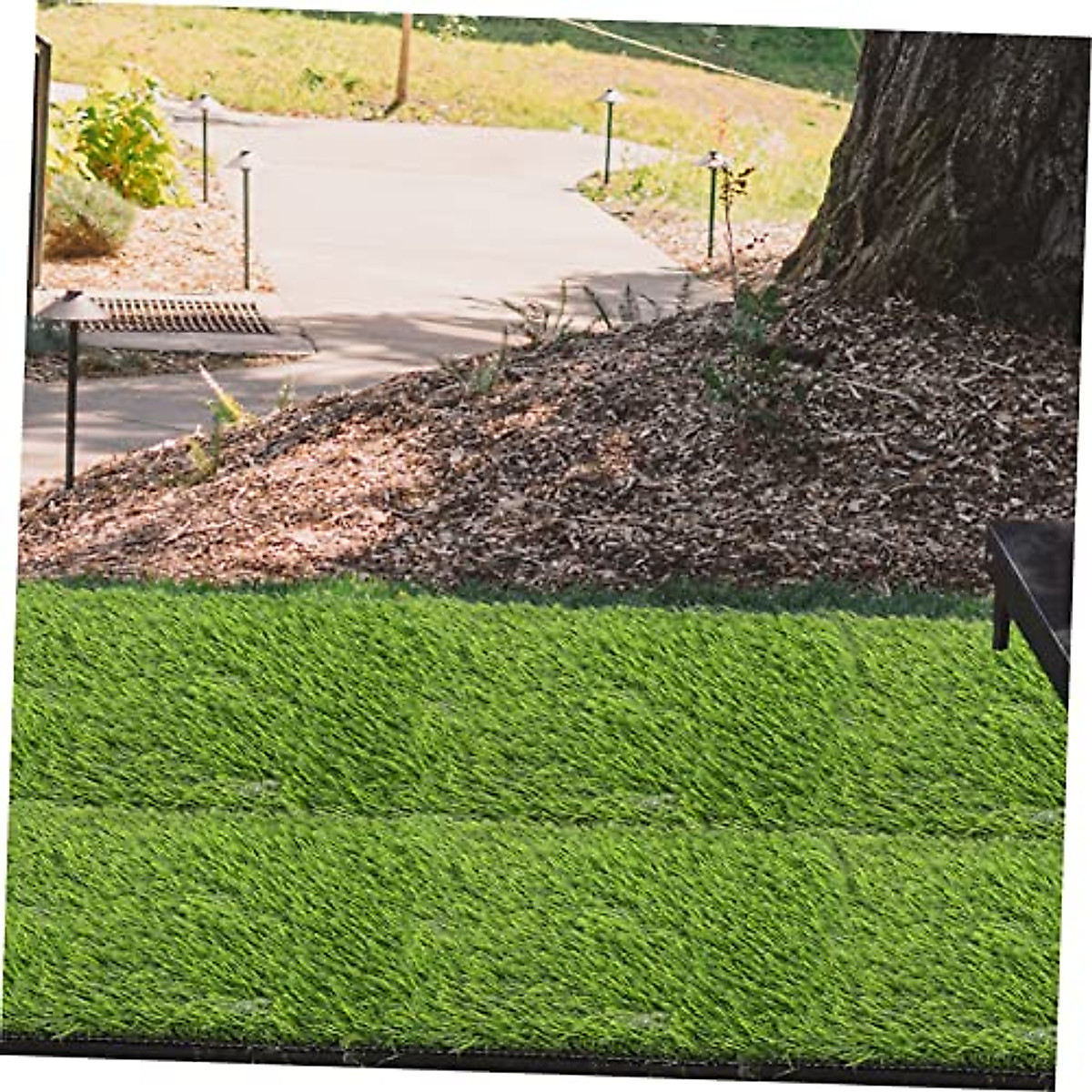 Yardwe 4pcs Synthetic Fake Grass Fake Lawn Grass Imitation Grass Fake Grass Rug Fake Green Dog Grass Mats Fake Lawn Mat Interlocking Turf Tiles Grass Tile Mat Faux Rug Artificial Paver or