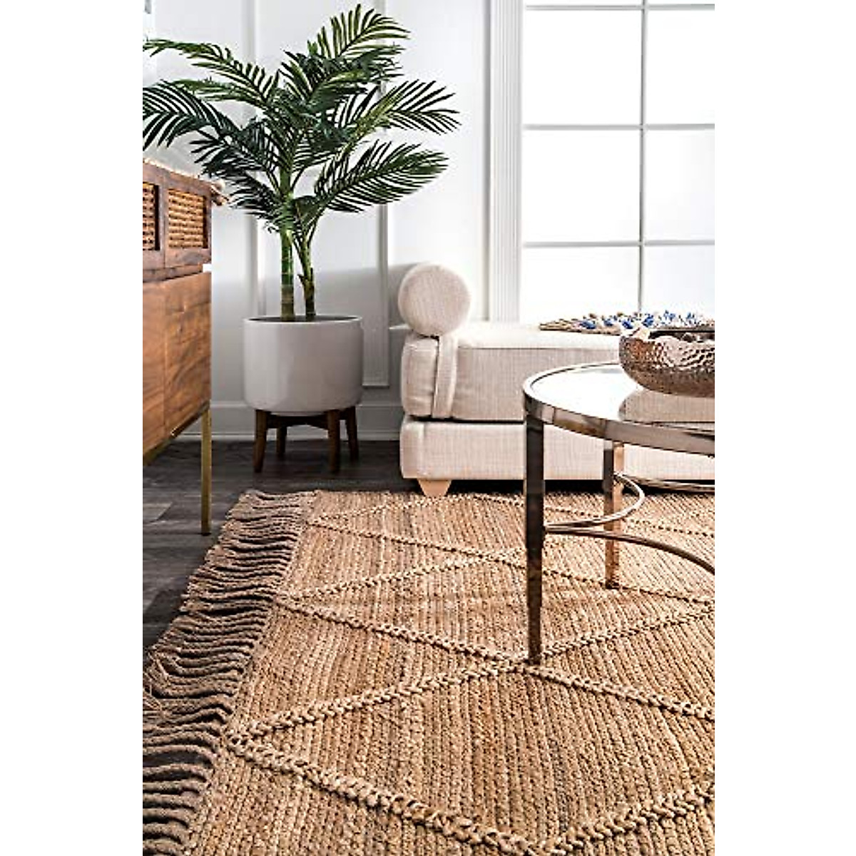 nuLOOM Arienne Braided Tassel Jute Area Rug, 5' x 8', Natural
