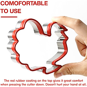 COOKIEQUE 2Pcs Turkey Cookie Cutters 4.5" 3.5", Food-Grade Stainless Steel Fall Thanksgiving Cookie Cutter Set, Biscuit Cutter Set, Holiday Cookie Cutters, Unique Design with Protective Red Top PVC