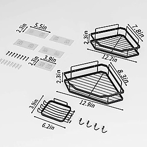 coobest 3-Pack Corner Shower Caddy,Bathroom Organizer,Self Adhesive Shower Shelves, Rustproof Stainless Steel Shower Shelf Shower Storage for Inside Shower,Wall -Mounted No Drilling Shower Rack Black