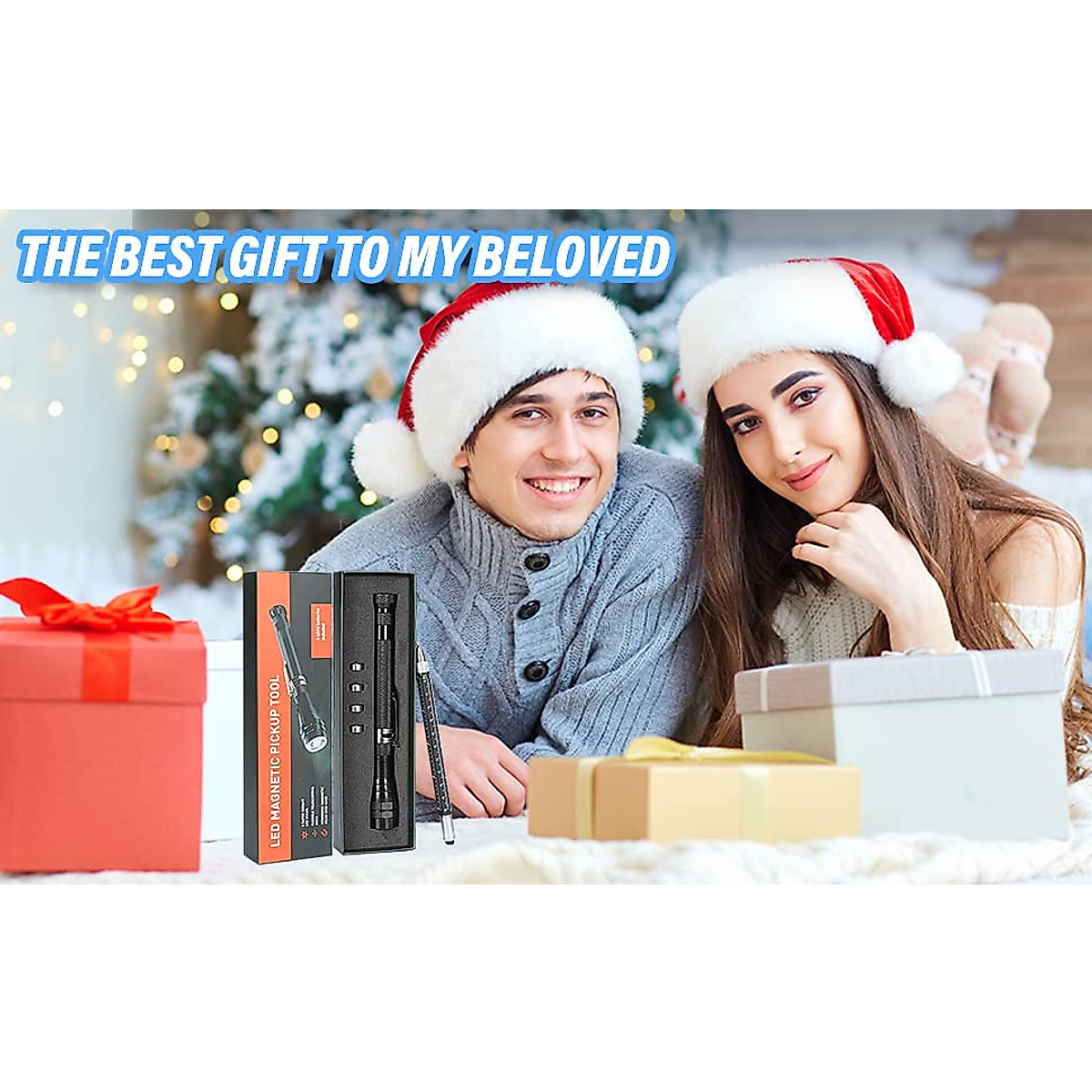 FLY2SKY Christmas Stocking Stuffer for Dad Cool Gadgets Christmas Dad Gift Men Husband LED Light Magnetic Pickup Tool + 6 in 1 Multitool Pen Stocking Stuffers Gifts for Men Who Has Everything