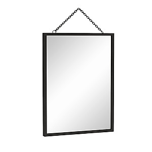 SANY DAYO HOME 12 x 16 inches Real Glass Black Rectangular Mirror with Chain, Metal Framed Small Wall Hanging Rectangle Bathroom Mirror for Home, Door, Nursery Modern Farmhouse Decor