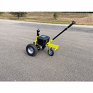 Tow Tuff TMD-35ETD8 Versatile Adjustable 3500 Lbs Capacity Variable Ball Height Electric Utility Dolly for Boats, Cargo Trailers, and More, Green, 3rd Wheel, Step for Leverage, Travels 1.5 MPH