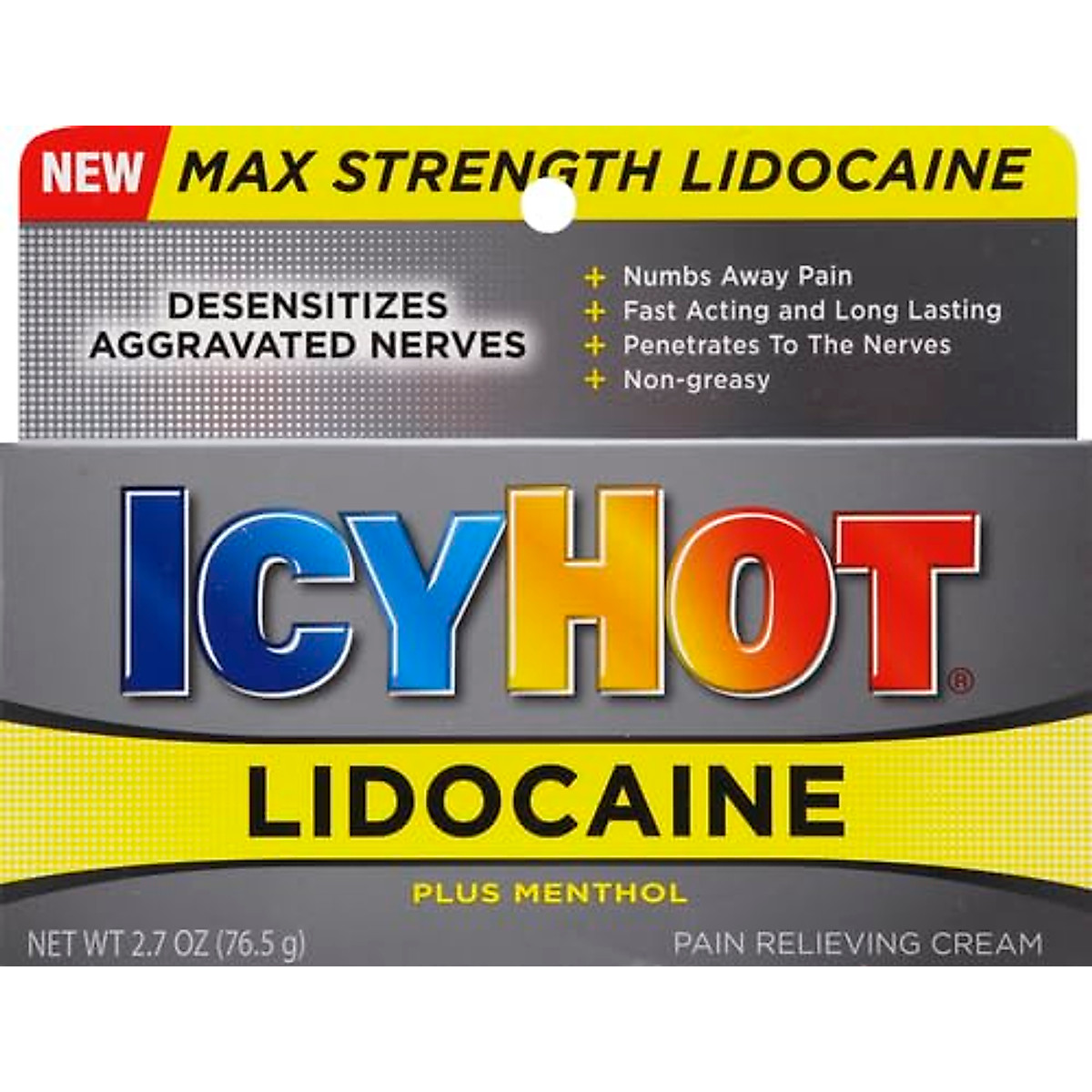 Icy Hot Max Strength Pain Relief Cream with Lidocaine Plus Menthol, 2.7 Ounces