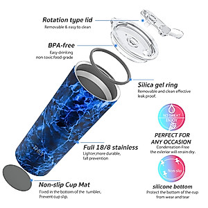 THILY Tumbler Stainless Steel Coffee Cup 26 oz Triple-Insulated Wide Mouth Travel Mug with Splash-Proof Lid, for Iced Drinks and Hot Beverage Smoothies Cup, Abysmal Sea