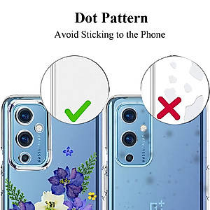 Unov Case Compatible with OnePlus 9 5G Clear with Design Soft TPU Shock Absorption Slim Embossed Pattern Protective Back Cover OnePlus 9 5G Case 6.5 inch (Very Peri Bouquet)