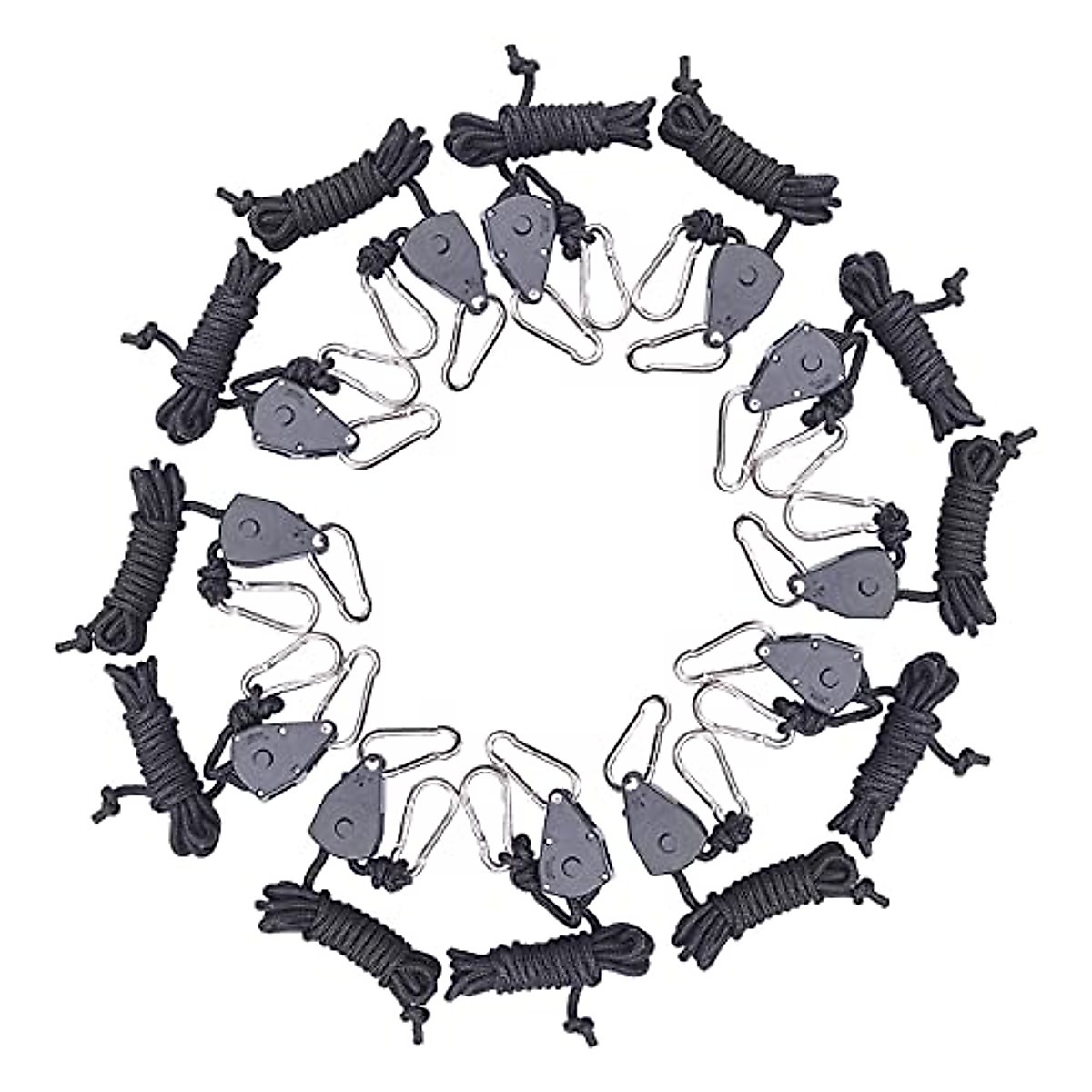 Green Hut 6 Pair of 1/8 inch Adjustable Rope Hanger Heavy Duty for Grow Light Rope Hangers Loose-Proof Design Light Fixture Hangers (12Pcs)