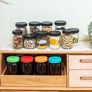 Jumterlee 9 Pack Black Wide Mouth Mason Jar Lids with Silicone Rings, Plastic Mason Jar Lids,Plastic Canning Lids, Fit Ball,Kerr and More (black)