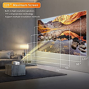 Zemeollo Mini Home Projector, Portable Projector 1080P Full HD Supported 6500 Lumens,120" Home Theater Video Projector,Native 720P HD Movie Projector for iOS/Android/TV Stick/HDMI/USB/AV Interface