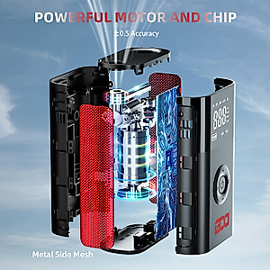 BDO 150 PSI Portable Air Compressor Pump for Car, Motorcycle, E-Bike - Tire Inflator with Pressure Gauge and 2X Inflation Cord