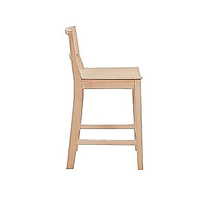 Linon Unfinished Benton Solid Rubberwood MidCentury Stool Set of 2, Counter Height