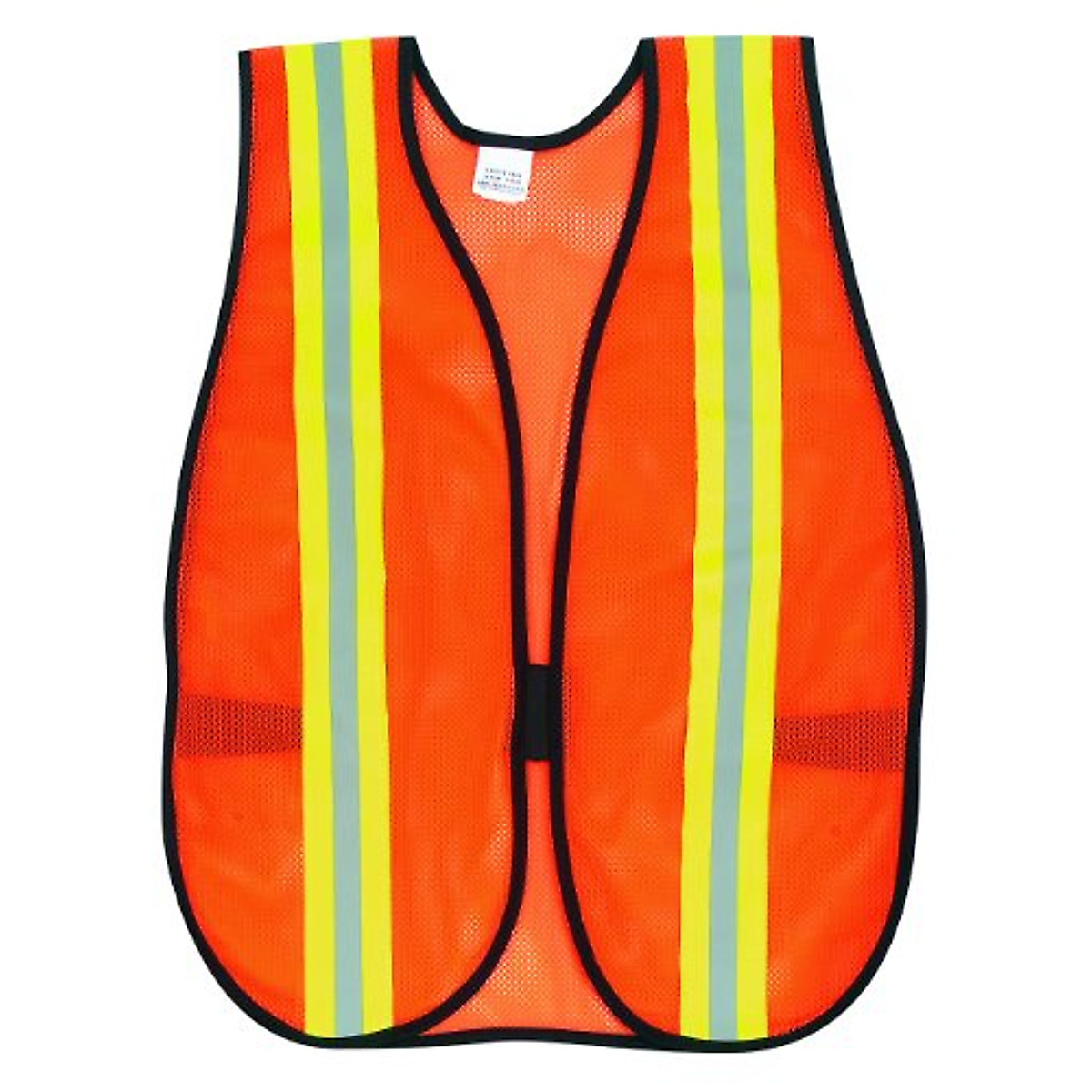 MCR Safety V201R Polyester Mesh General Purpose Safety Vest with 2-Inch Lime/Silver Reflective Stripe, Fluorescent Orange