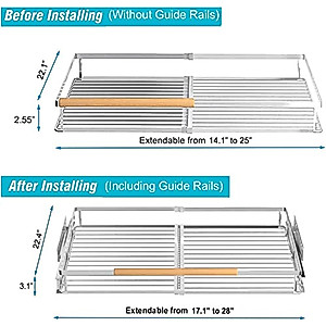 GEDLIRE Expandable Pull Out Cabinet Organizer 3 Pack, Heavy Duty Slide Out Pantry Storage Shelves, Sliding Drawer Organizer Rack for Kitchen Cabinets, Under Sink, Home, 17.1"-28" W x 22.4" D
