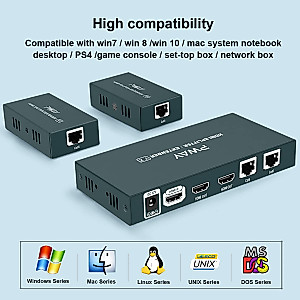 GREATHTEK 1x2 HDMI Extender Splitter 1080P 3D Over Cat5e/Cat6/Cat7 Ethernet Cable with 2 HDMI Loop Out - Up to 50m/165ft - EDID Management & POC Function for HDTV PS3 PS4 Xbox (1 in 2 Out / 2-Port)