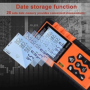 Laser Measure, Laser Measurement Tool (165ft/50M,M/in/Ft), Laser Measuring Tape, Portable Laser Meter, Backlit LCD with Mute Function Distance Measure, Pythagorean Mode, Measure Distance, Area &Volume