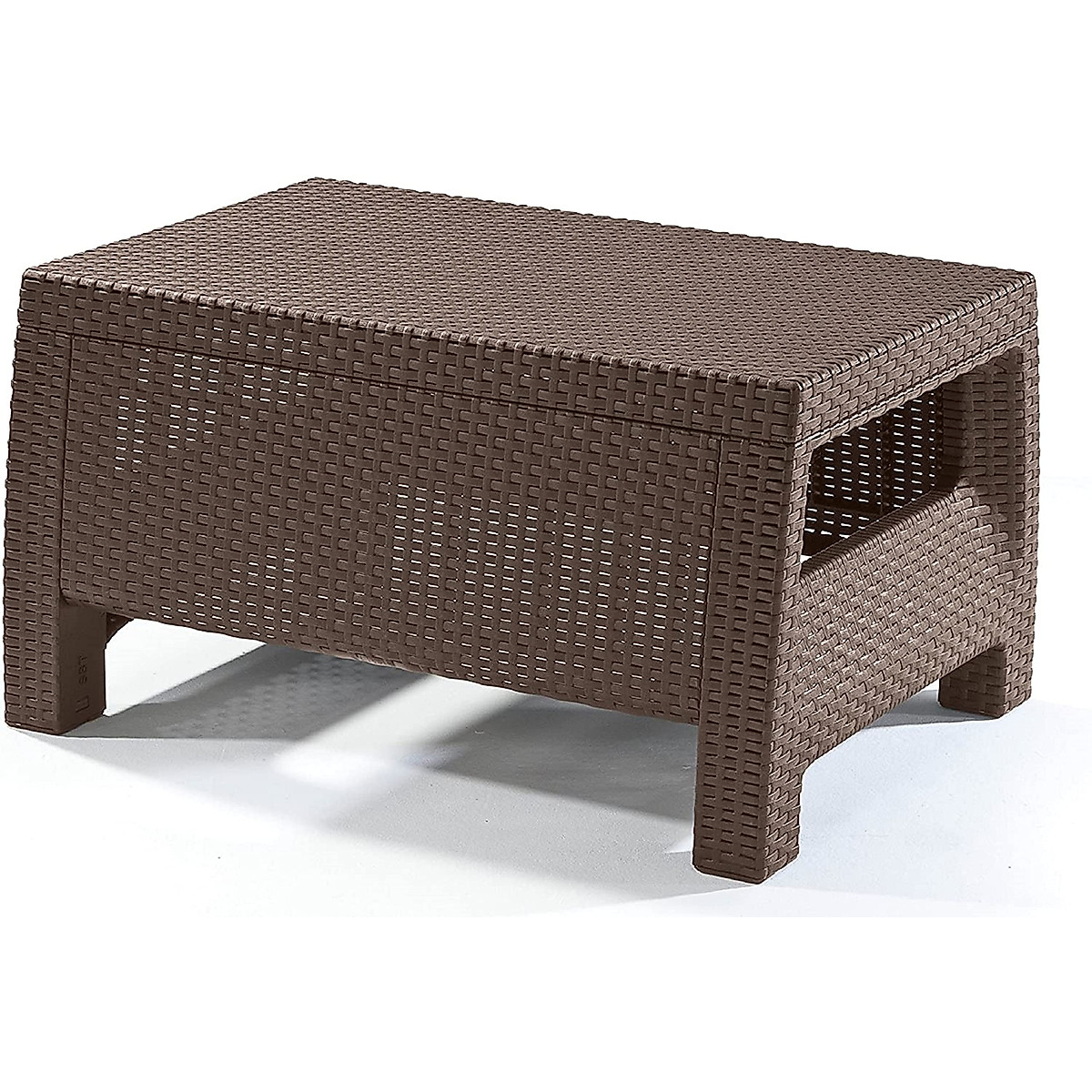 Keter Corfu Coffee Table Modern All Weather Outdoor Patio Garden Backyard Furniture, Brown