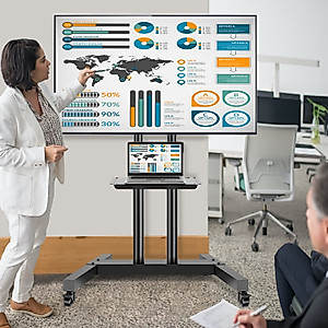 TVON Mobile TV Cart with Wheels for 40-80 Inch LCD LED OLED Flat Curved Screen TVs, Height Adjustable Rolling TV Stand Holds up to 110 lbs, Outdoor TV Stand Trolley Max VESA 600x400mm