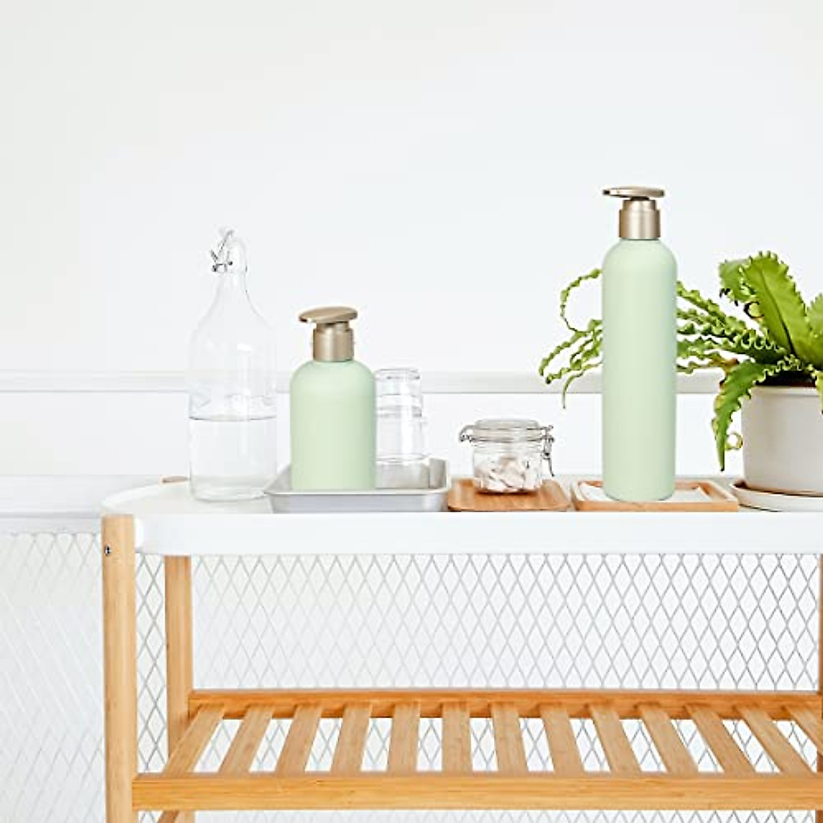 UMETASS 6.8 oz Plastic Pump Dispenser Bottles, Shampoo and Conditioner Bottles, Refillable Container for Bathroom Shower Body Wash Lotion (2 Pcs)