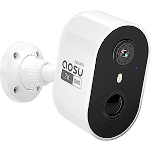 AOSU 2K Security Cameras Wireless Outdoor, Battery Powered for Home Security Cameras with PIR Human Motion Detection, Full-Color Night Vision, Spotlight & Siren, 2-Way Audio, 2.4GHz WiFi, Waterproof