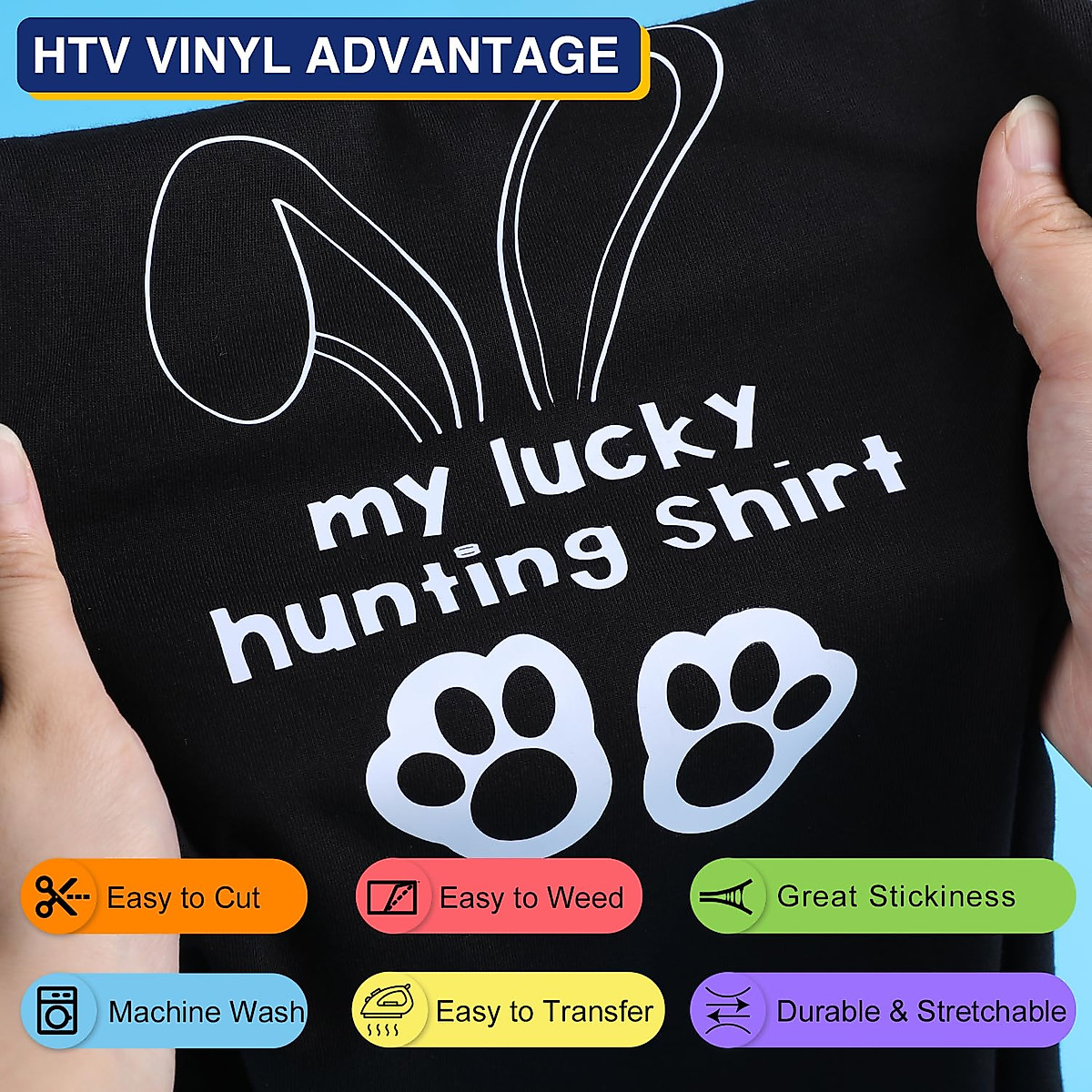 CAREGY 12" x 70FT White Heat Transfer Vinyl for T-Shirts HTV Rolls Iron on Vinyl Easy to Cut Weed Transfer