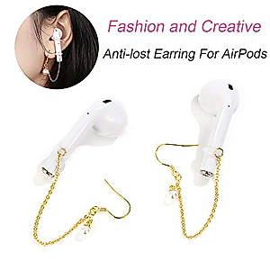 Anti-Lost Earrings Hook for Airpods,AirPods Pro Anti Lost Ear Clips Pendant for Women and Girls,Earring Hanging Chain for Airpods Suitable for Hiking/Jogging/Working/Running/Gym -5 Pairs