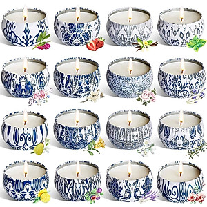 Onebird Set of 16 Scented Candle Gift Set,Natural Pure Soy Wax Aromatherapy Candles Essential Oils for Home and Women