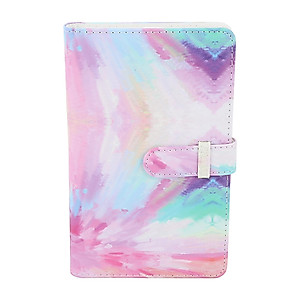 3in Photo Album, PU Leather Cover 16 Individual Pages Camera Photo Album Lock for Movie Ticket (Pink Tie Dye)