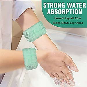 Luluo Spa Headband Women Microfiber Facial Makeup Hairband with Wristbands Elastic Fluffy Face Washing Headband Skin Care Green Spa Headbands