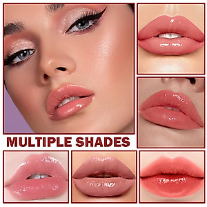 AWCCXMYM 6PCS Nude Lip Gloss Set Shine Glossy Plumping Clear Non-Sticky Matte Liquid Nude Lipstick Lip Stain Set A