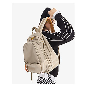 DORIS&JACKY UNISEX Campus Backpack Large Capacity Travel Casual Daypack For Women (Beige)