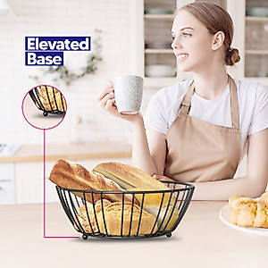 Riccle Fruit Basket For Kitchen Counter - 3 Tier Fruit Basket - Triple Layer Metal Wire Fruit Bowl For Kitchen Counter top - Three Tiered Fruit Holder For Kitchen, Produce, Vegetables