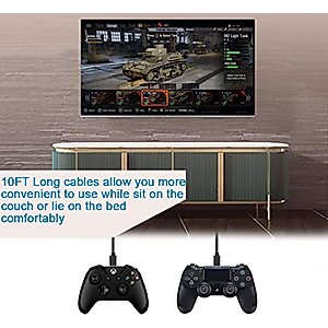 3Pack 10FT PS4 Charger Cord for Xbox One Controller,PS4 Charging Cable,Micro USB Cable for Xbox One S/X Slim Elite Controller,Playstation 4 Games,Dualshock 4 Controller Data Sync Cord