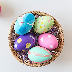 UNIQOOO 1 LB Metallic Iridescent Pink Purple Crinkle Cut Paper Filler Shreds for Gift Box, Sparkling Lavender Shredded Paper Raffia Tissue, Craft Bedding Cushion for Wedding Easter Bridesmaid Engagement Gift Basket, Bags Packaging