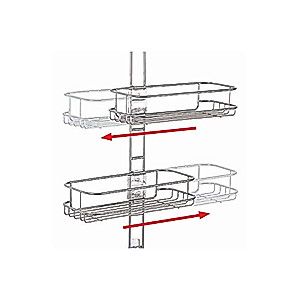 InterDesign Linea Adjustable Shower Caddy - Bathroom Storage Shelves for Shampoo, Conditioner and Soap, Silver