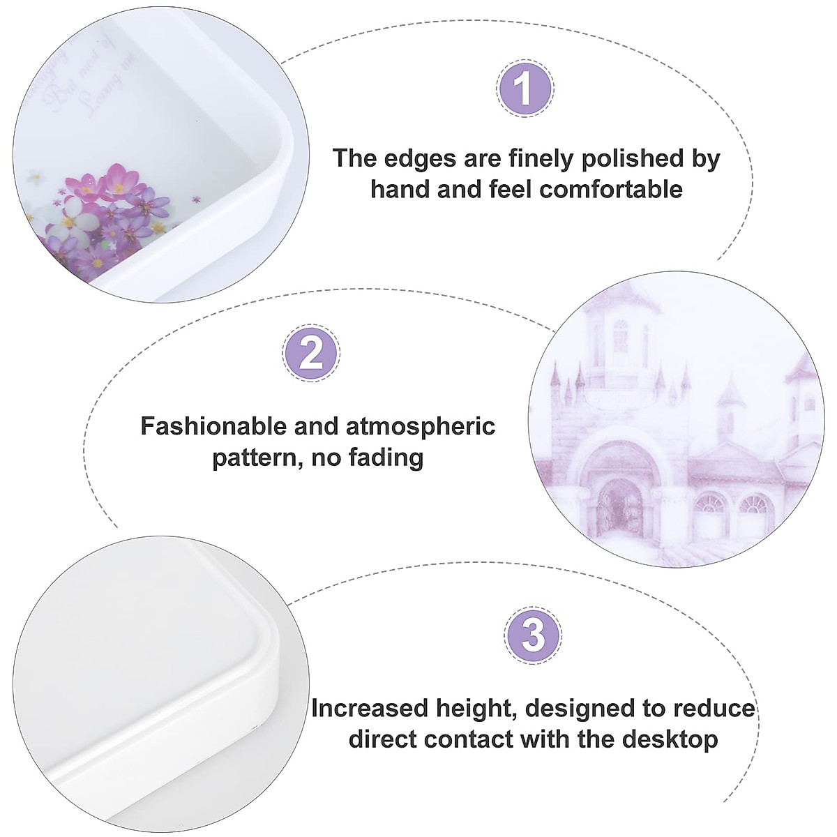 Cabilock Veggie Tray Plastic Plate Serving Tray with Lavender Flower Pattern Cupcake Dessert Dish Appetizer Candy Holder for Party Event Snacks Food Display Server Appetizer Serving Tray