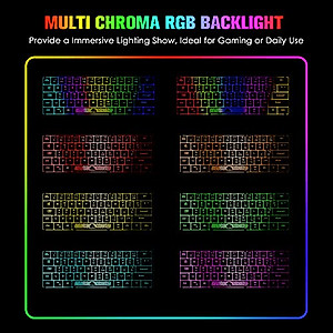 ZIYOU LANG K61 60% Gaming Keyboard Mini Portable with Rainbow RGB Backlit Ergonomic 62Key Layout 19Key Anti-ghosting Mechanical Feel Waterproof USB Wired for PC Mac Windows Gamer Laptop Typists(Blue)
