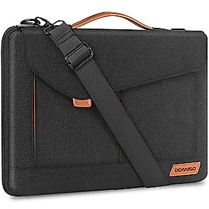 DOMISO 15-15.6 Inch Laptop Sleeve Bag Water Resistant Briefcase Messenger Shoulder Bag for ThinkPad L580/16 MacBook Pro/IdeaPad 320/Dell XPS 15/HP Envy x360/ASUS ROG Zephyrus/Acer Chromebook,Black