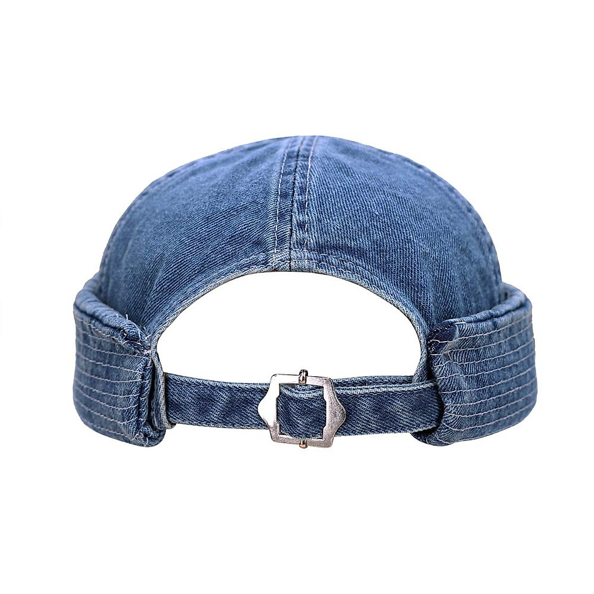 Washed Denim Docker Beanie Hat Adjustable for Men Women Brimless Cuffed Hat Skullcap Watch Cap