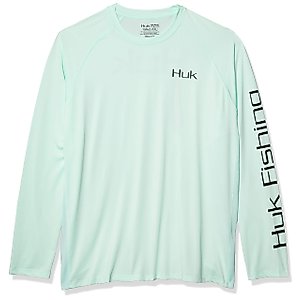 Huk Men's Pursuit Long Sleeve Sun Protecting Fishing Shirt, Tuna Jig-Seafoam, XX-Large