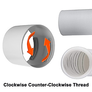 Air Conditioner Exhaust Hose Coupler 5 inch Supports Clockwise/Counter-Clockwise Thread Hose Connector Portable AC Coupler