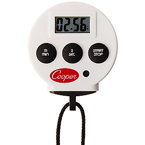 Cooper-Atkins TS100-0-8 3-Function 99 Minute Digital Timer with Lanyard, 99 Hours 59 Minutes Unit Range, White