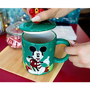 Disney Mickey Mouse Holiday Ornaments Ceramic Mug | Holds 18 Ounces