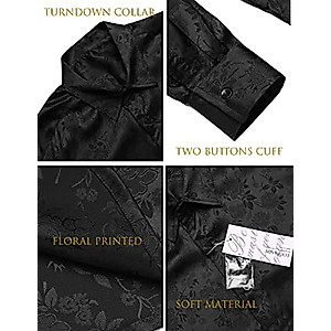 COOFANDY Mens Floral Rose Printed Long Sleeve Dress Shirts Prom Wedding Party Button Down Shirts