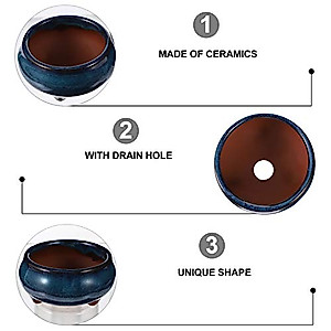 Yardwe 2pcs Purple Clay Flower Pot Pottery Planters Glazed Plant Pots Planters for Indoor Plants Succulent Flowerpot Ceramic Garden Pots Chinese Planter Pot Flowers Ceramics Planer