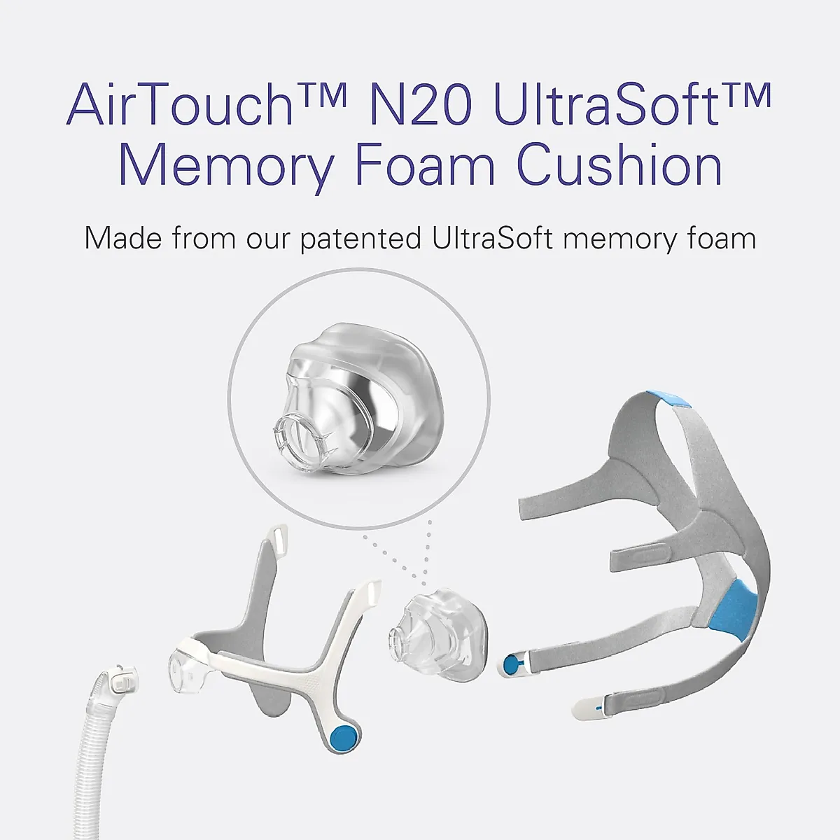 ResMed Airtouch N20 Cushion - CPAP Nasal Mask with Memory Foam Cushion & Magnetic Clips - Premium CPAP Part - Small